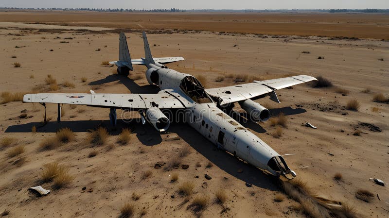 An Abandoned Battlefield of a Crashed Airplane , Emphasizing the ...