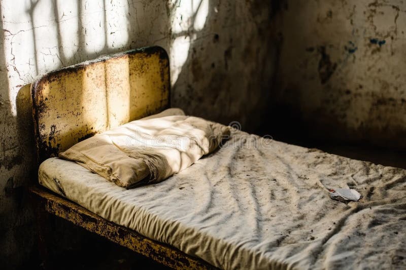 Abandoned Bed in Sunlit Room with Rustic Charm and Decay Stock Image ...