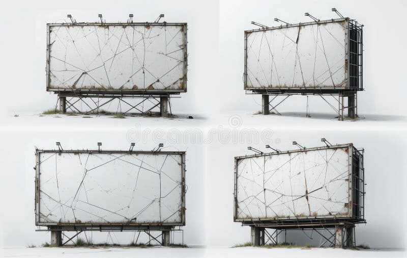 Abandoned Billboard Mockup with Broken Screen and Rusting Framework ...