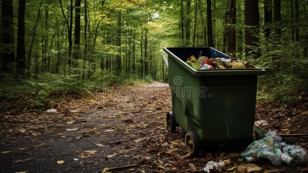 Abandoned Bin on Littered Landscape Stock Illustration - Illustration ...
