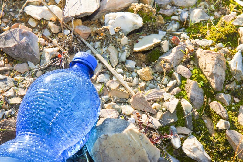 Abandoned Blue Plastic Bottle - Concept Image Stock Photo - Image of ...