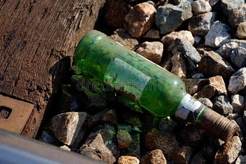 Abandoned Bottle on Train Tracks Stock Image - Image of charleston ...