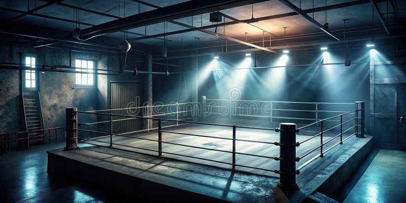 Abandoned Boxing Gym a Moody Nighttime Silhouette of a Desolate ...