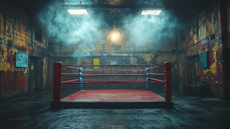 An Abandoned Boxing Ring Surrounded by Atmospheric Mist and Distressed ...
