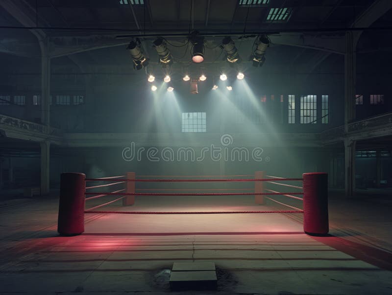 Abandoned Boxing Ring Under Dramatic Lighting Stock Photo - Image of ...