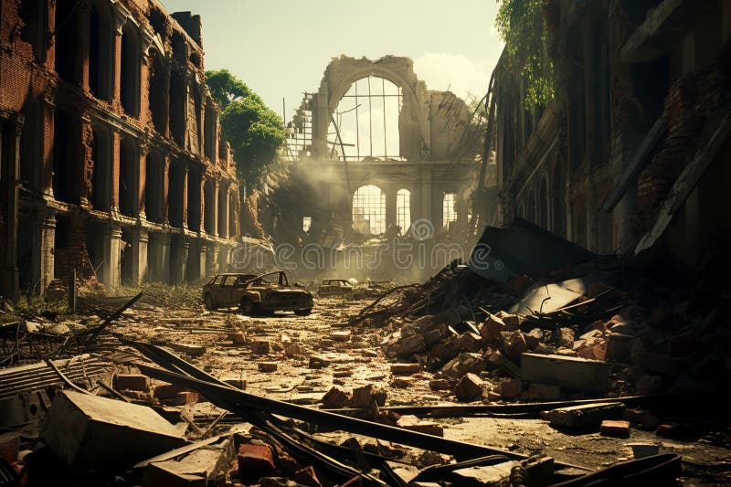Abandoned Brick Building Interior with Decay, Exposed Walls, Debris ...
