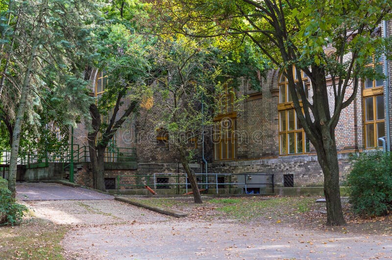 Abandoned Brick Building in the Park Stock Photo - Image of creepy ...