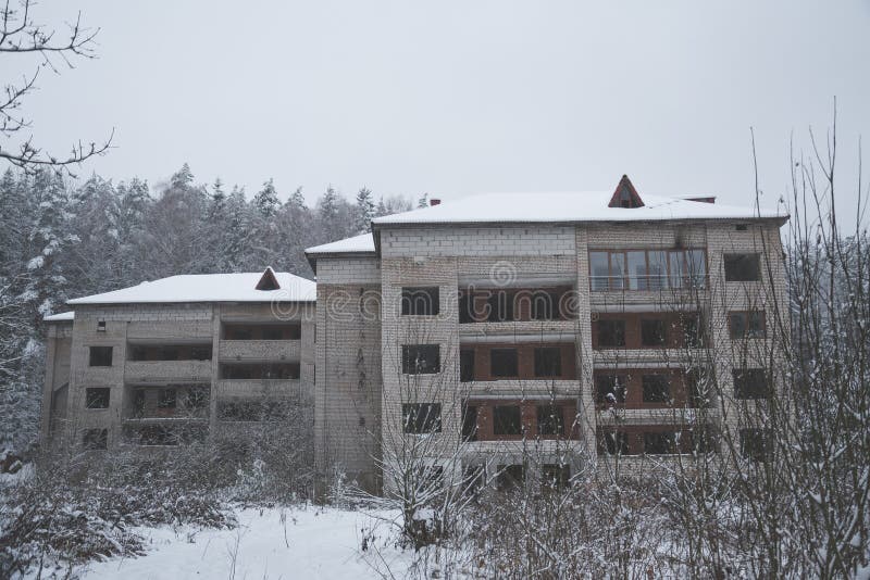 Abandoned brick building stock image. Image of construction - 262742639