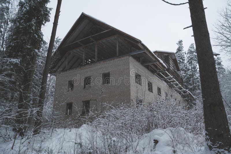 Abandoned brick building stock image. Image of winter - 262743009