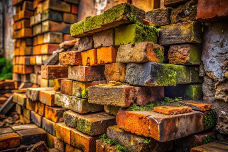 Abandoned Brick Pile a Study in Decay and Weathered Masonry Capturing ...