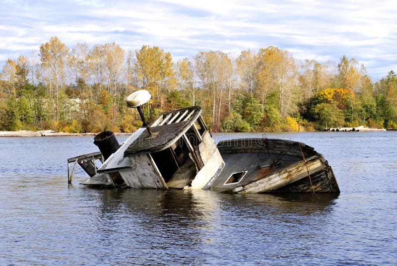 Abandoned broken boat stock image. Image of sink, blue - 17450929