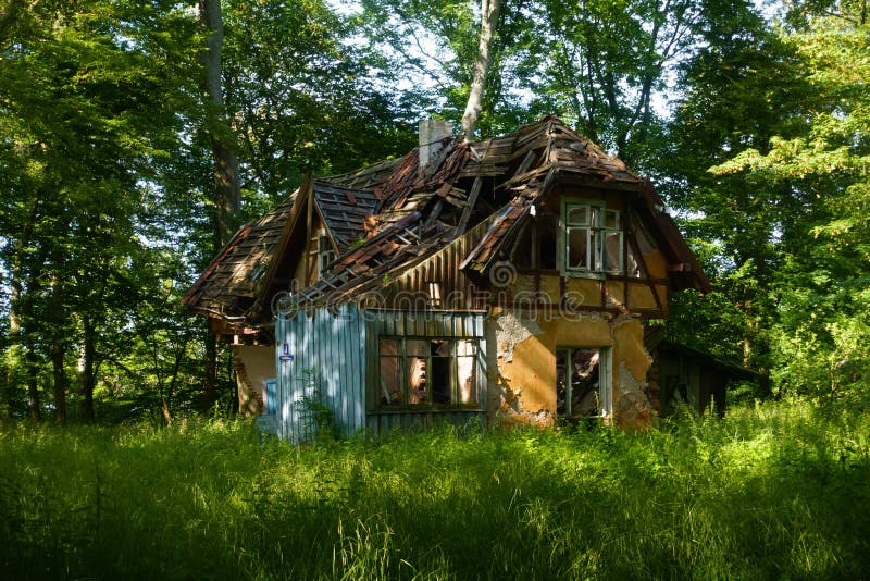 Abandoned Broken House in a Wood Stock Photo - Image of grass, broken ...