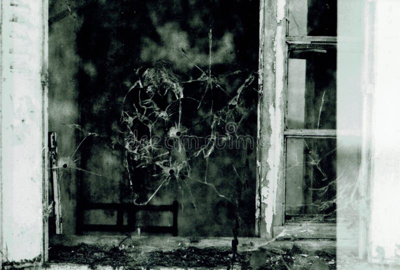 Abandoned Broken Window in Black and White Stock Image - Image of ...
