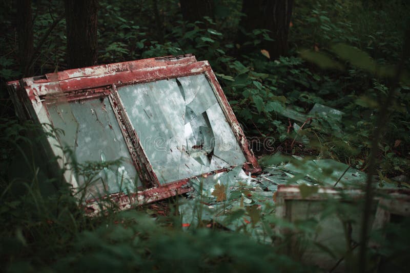 Abandoned Broken Windows in the Forest Stock Photo - Image of ecology ...