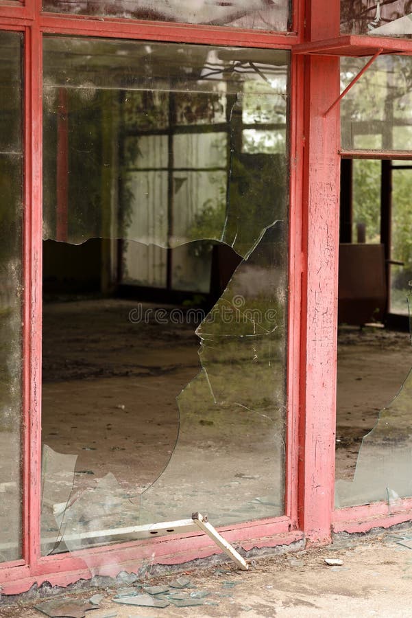 Broken Window in Abandoned Building Stock Photo - Image of damaged ...
