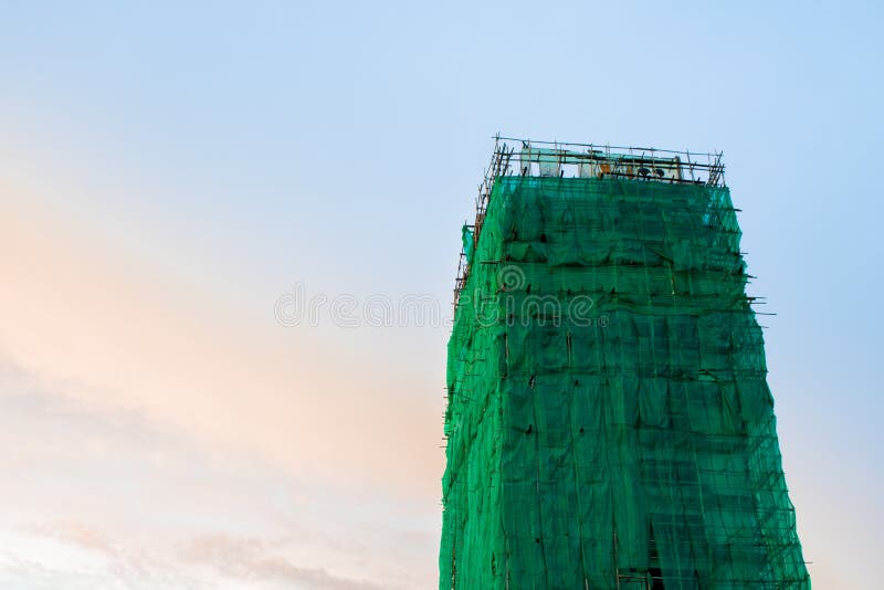 Abandoned Building Construction with Blue Cloud Sky Stock Photo - Image ...