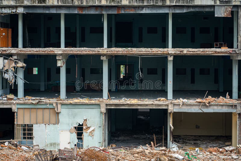 An Abandoned Building on the Construction Site. Stock Photo - Image of ...