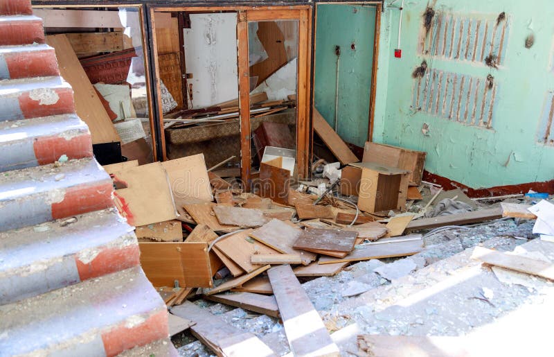 Abandoned Building, Everything is Destroyed, Everywhere There is Dirt ...