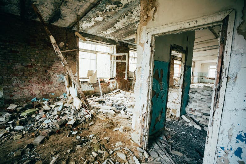 Abandoned Building Interior. Chernobyl Disasters Stock Image - Image of ...