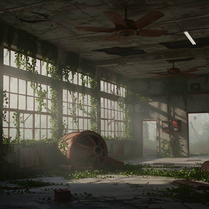 Overgrown Vegetation Overtaking Rusty Machinery and Broken Windows in ...