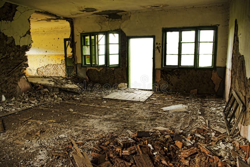 Destroyed Interior of a House after a Fire Stock Photo - Image of ...