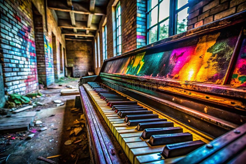 Abandoned Building Keyboard a Continuous Line Drawing of Decay and ...