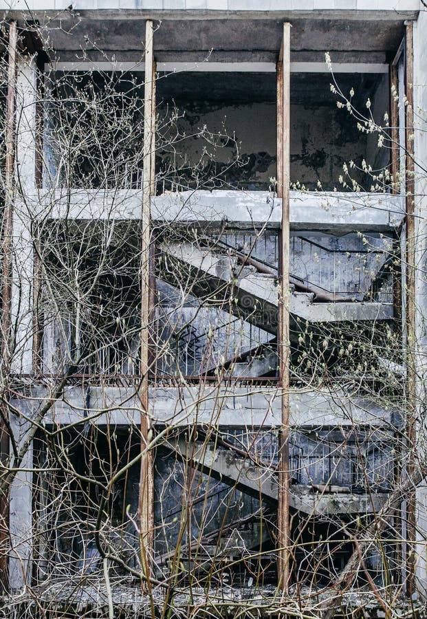 An Abandoned Building Overgrown with Trees in Pripyat Editorial Stock ...