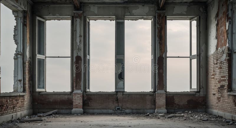 Abandoned Building Ruins with Open Windows Stock Photo - Image of ...