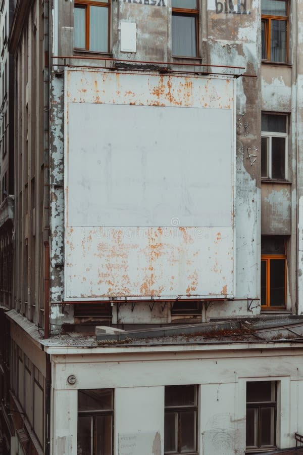 Abandoned Building with Rusting Sign Stock Image - Image of urban ...