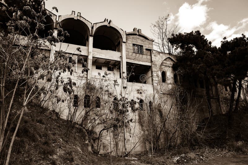 Abandoned Building with Sepia Effect Stock Image - Image of home ...