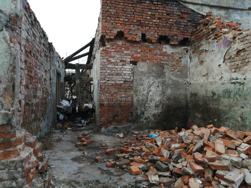 An Abandoned Building Turned into a Garbage Dump Stock Image - Image of ...