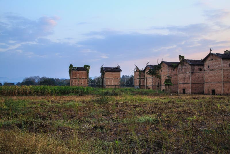 .Abandoned Buildings on a Corn Field Stock Image - Image of abandoned ...