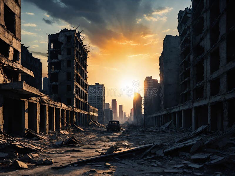 Abandoned Buildings at the Sunset. High Quality Photo Stock ...