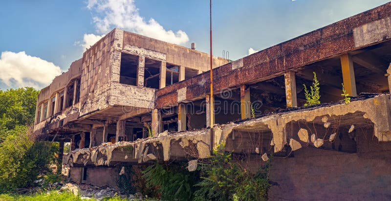 Man in burned building stock image. Image of debris, male - 16412609