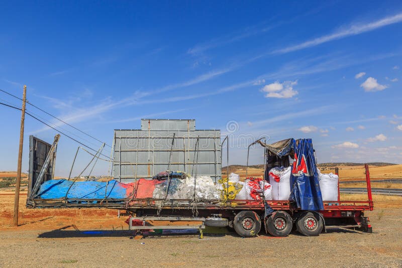 Abandoned and Burned Trailer in a Desert Stock Image - Image of ...