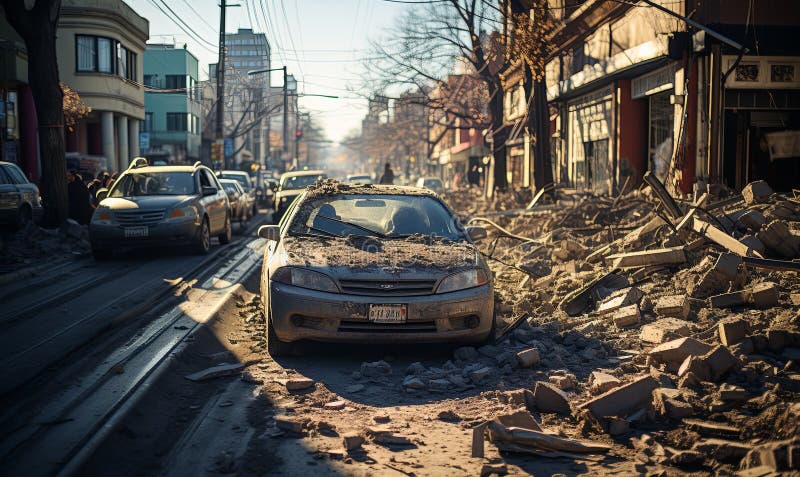 Abandoned Car Blocking Street Stock Image - Image of center, city ...
