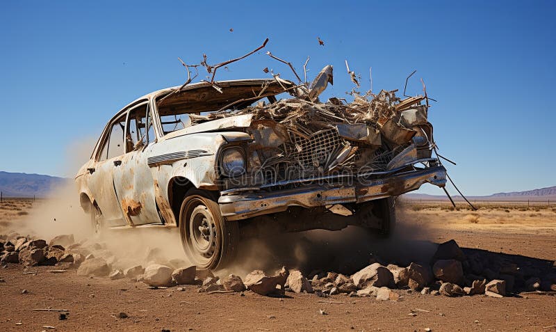Abandoned Car Covered in Junk Stock Image - Image of forgotten, garbage ...