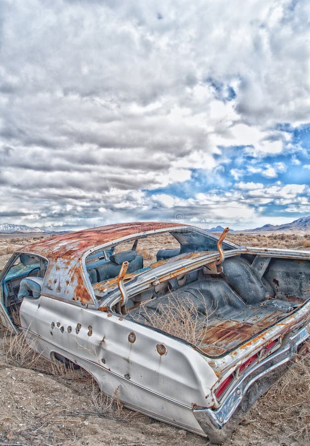 Abandoned Car - Environmental Portrait Stock Image - Image of road ...