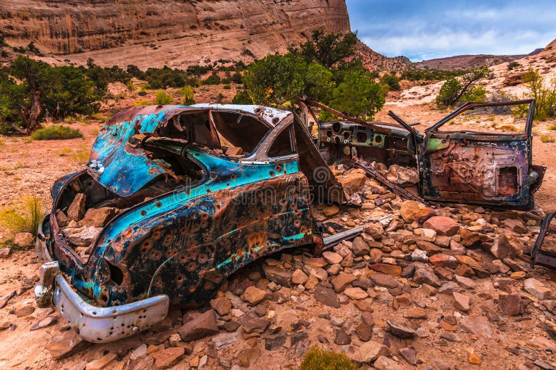Abandoned car Utah stock image. Image of trail, coupe - 47058341
