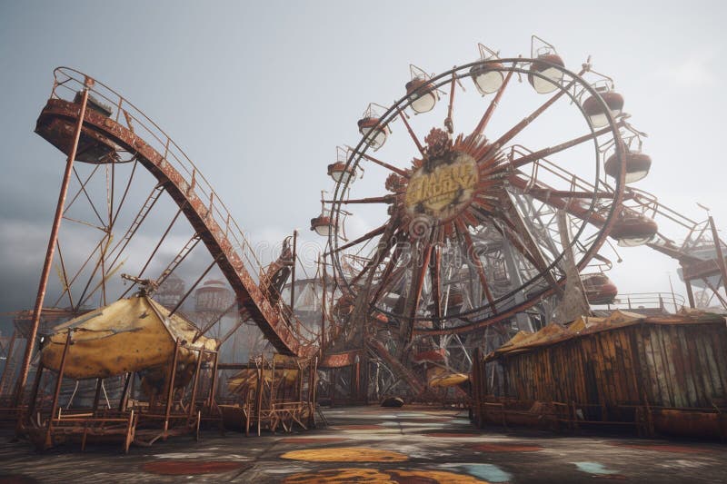 Abandoned Carnival Rides Rusty and Abandoned Stock Illustration ...