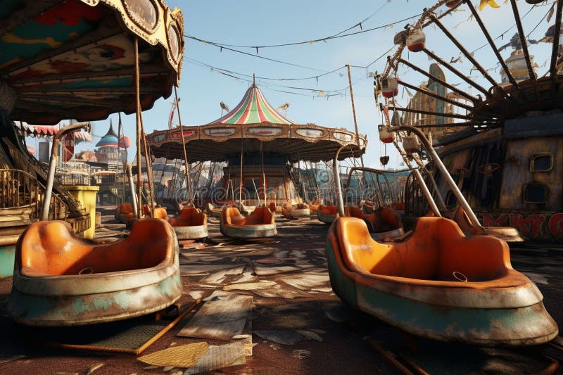 Abandoned Carnival Rides Rusty and Abandoned Stock Illustration ...