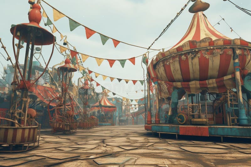 Abandoned Carnival Rides Rusty and Abandoned Stock Illustration ...