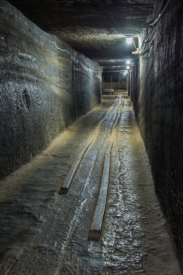 Abandoned Cart Railway in a Salt Mine Tunnel Stock Image - Image of ...