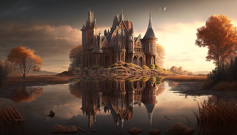 Abandoned Castle. Surreal Mystical Fantasy Artwork Stock Illustration ...