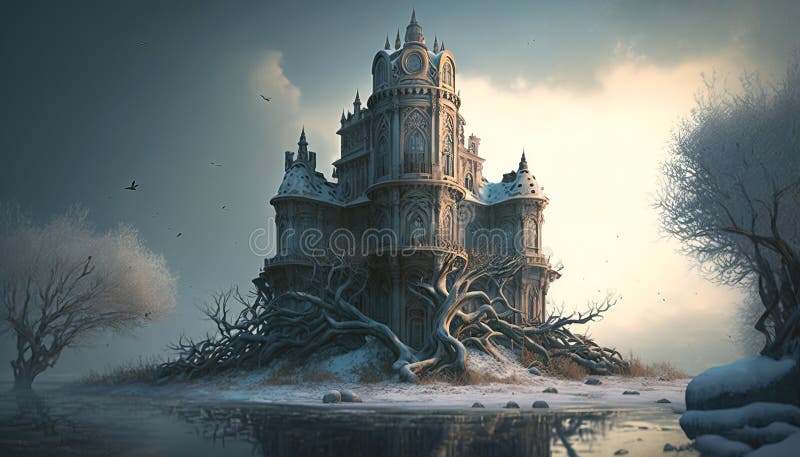 Abandoned Castle. Surreal Mystical Fantasy Artwork Stock Illustration ...