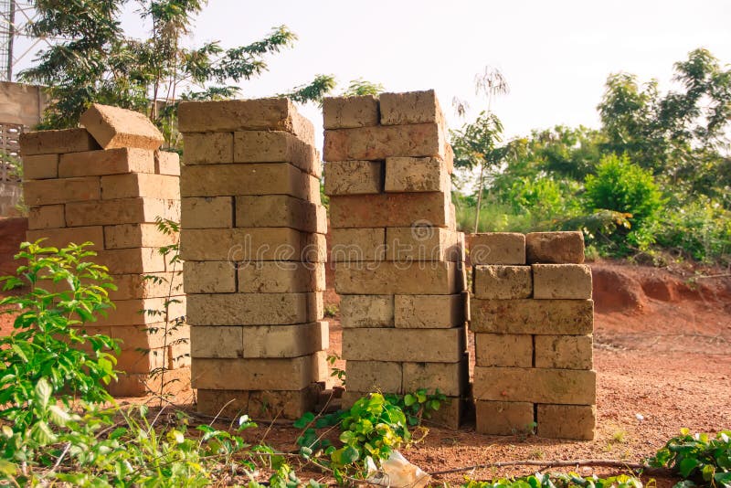 Abandoned Cement Blocks Packed on Floor for Construction Stock Photo ...