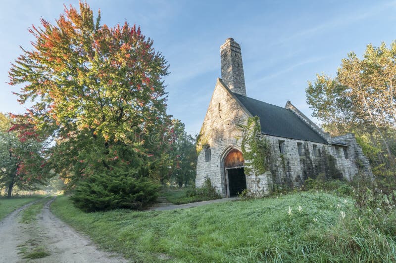 Boarded-up old church stock photo. Image of stone, woods - 32512350
