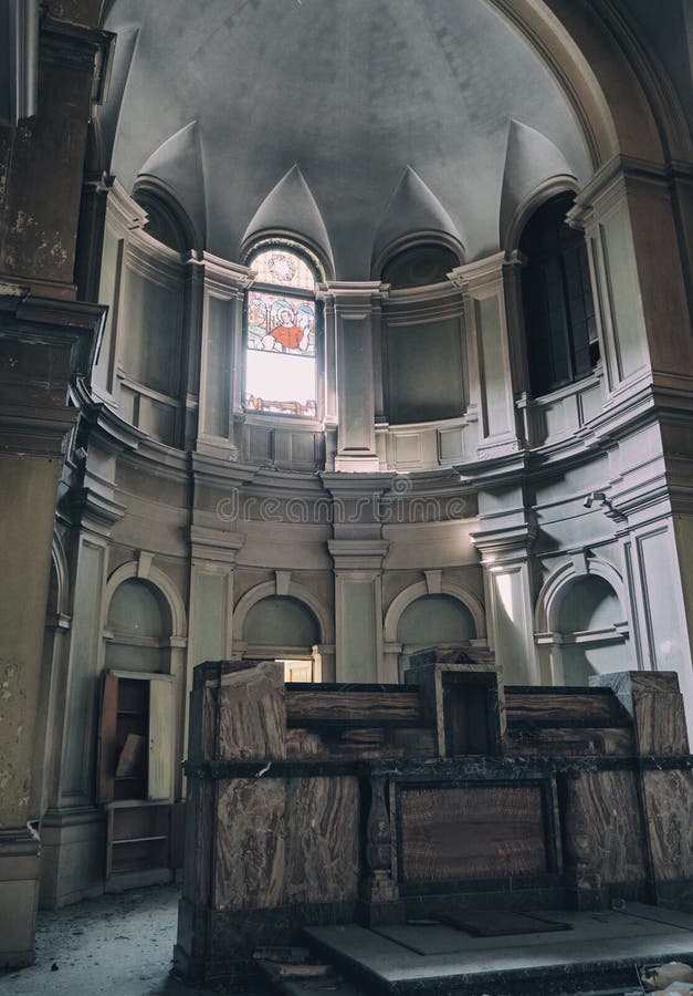 Abandoned Church. Interior Architecture of Old Building Stock Photo ...