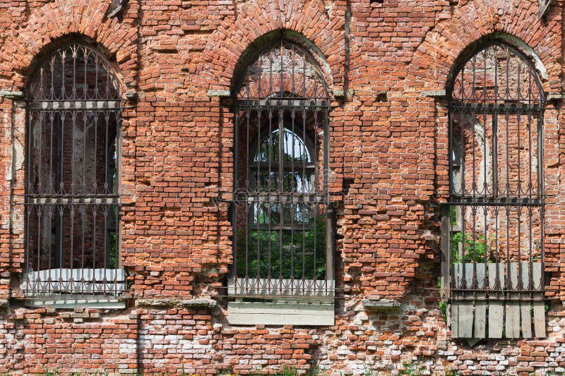 Abandoned Church Wall with Empty Windows Stock Photo - Image of grundy ...