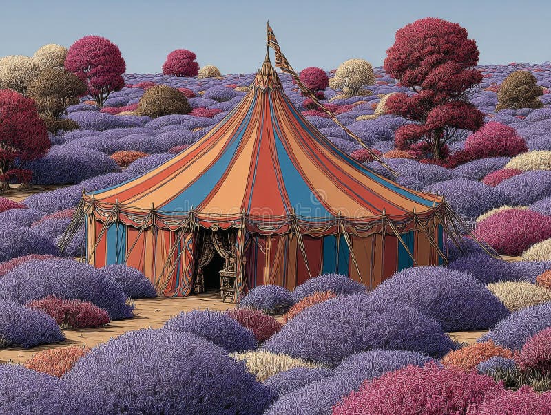 Abandoned Circus Tent in a Purple Pixelated Landscape Stock ...